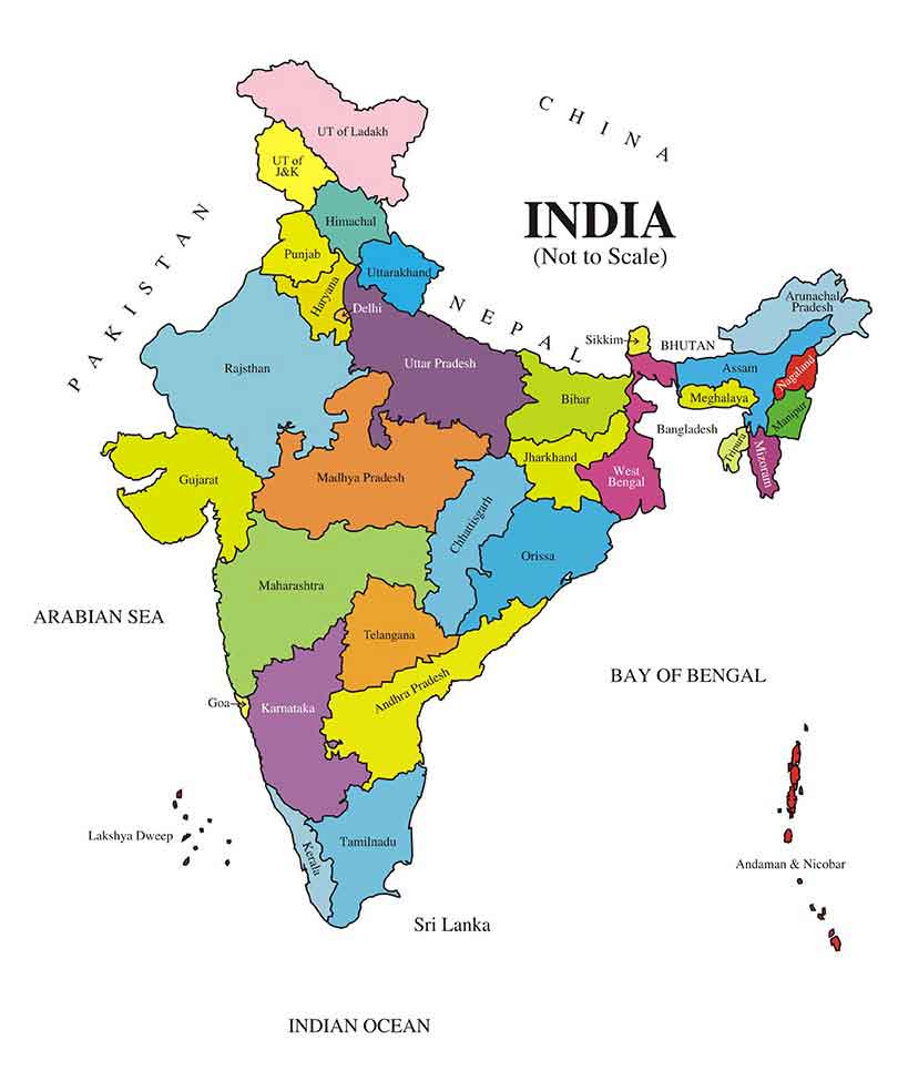 Indian States and Capitals: 28 States and 8 Union Territories (2023)